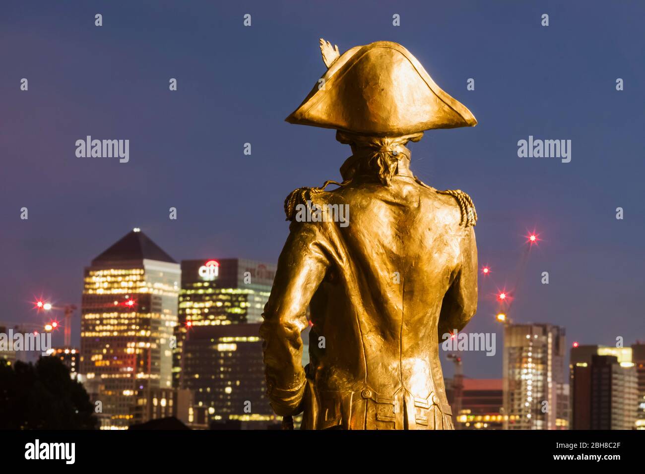 England, London, Greenwich, Statue of Admiral Lord Nelson and The ...
