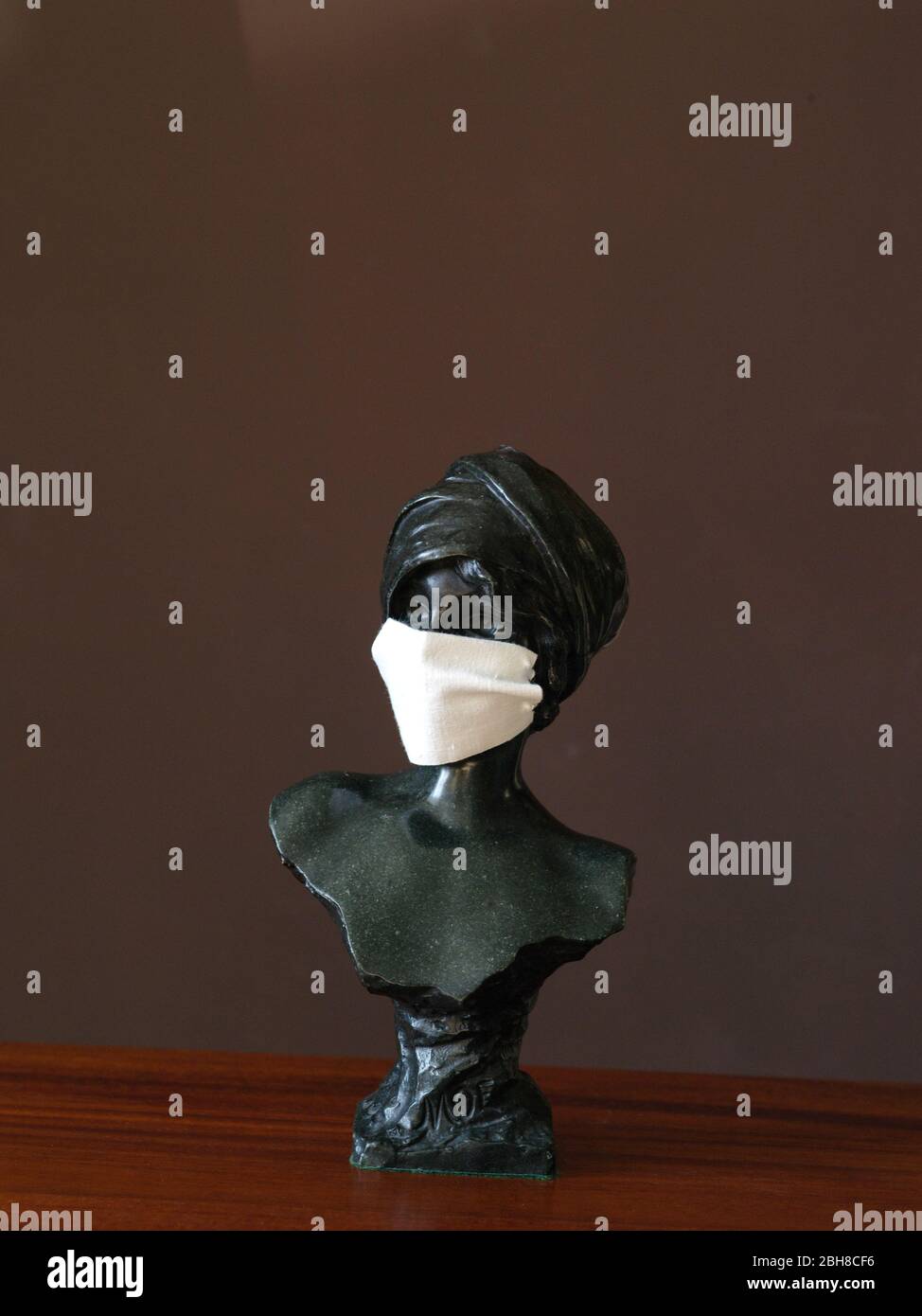 Bust Moe Moebella face mask Covid 19 Corona virus pandemic allegory ...