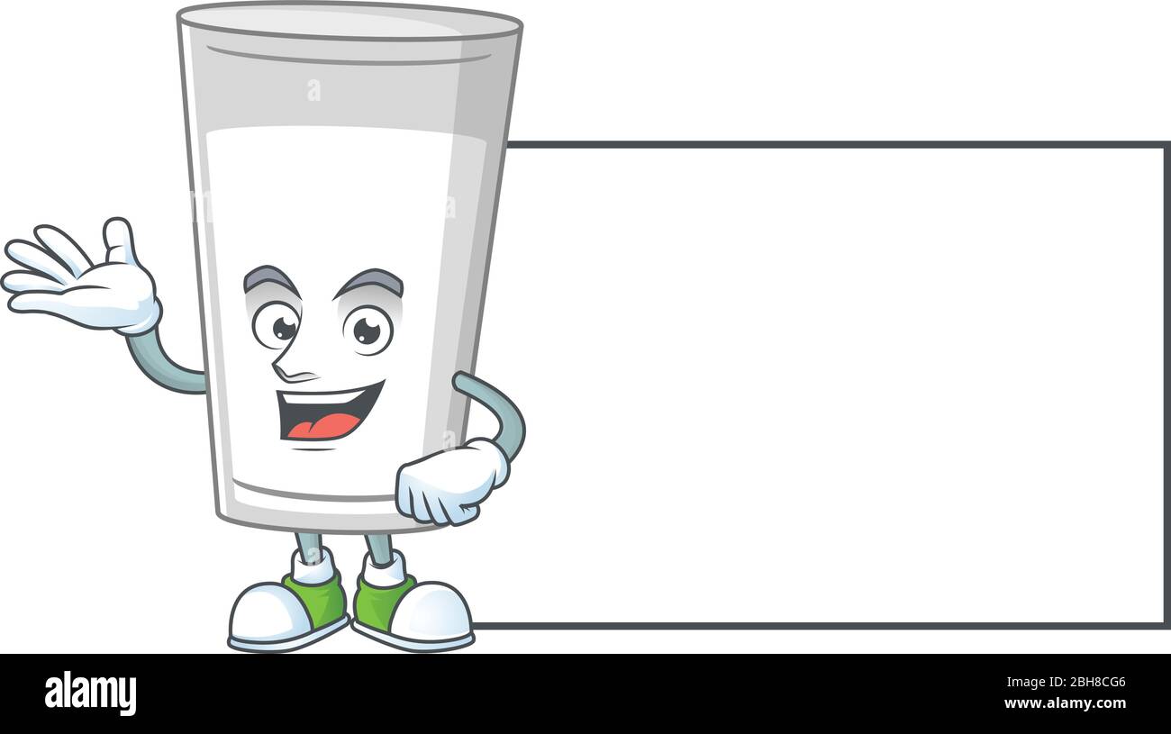 An image of glass of milk with board mascot design style Stock Vector ...
