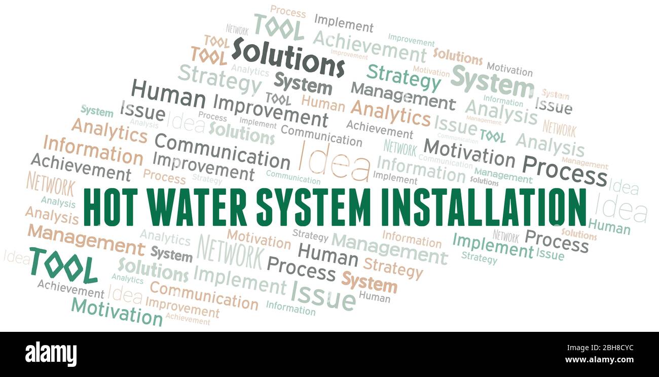 Hot Water System Installation typography vector word cloud. Wordcloud ...