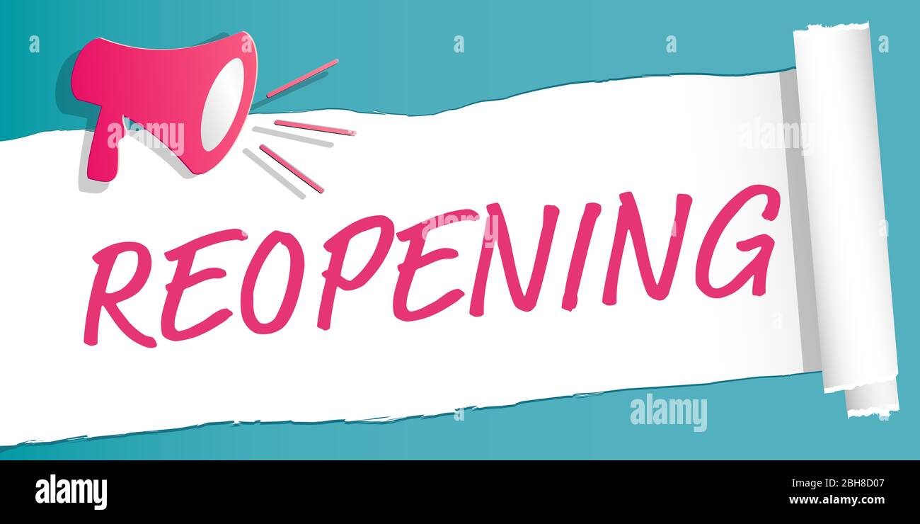 Reopening label illustration icon and paper style Stock Photo - Alamy