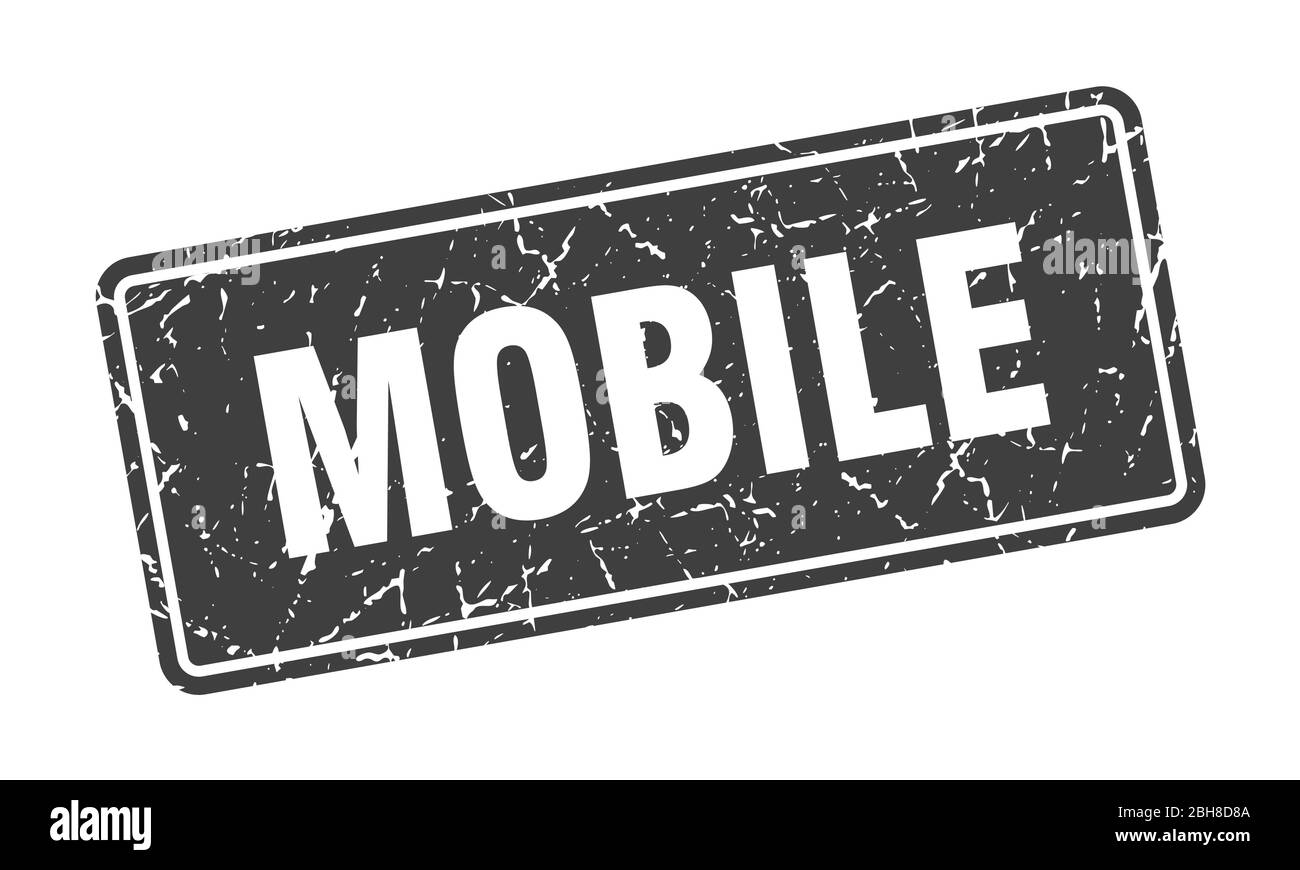 mobile stamp. mobile vintage black label. Sign Stock Vector Image & Art ...