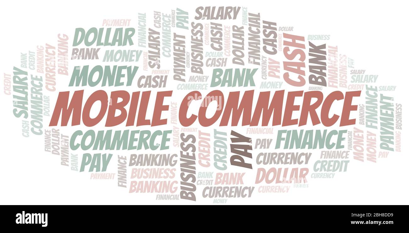 Mobile Commerce typography vector word cloud. Wordcloud collage made ...