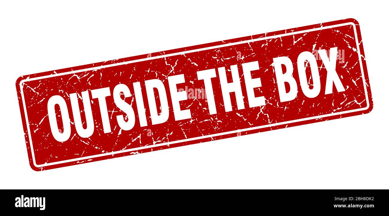 outside the box stamp. outside the box vintage red label. Sign Stock ...