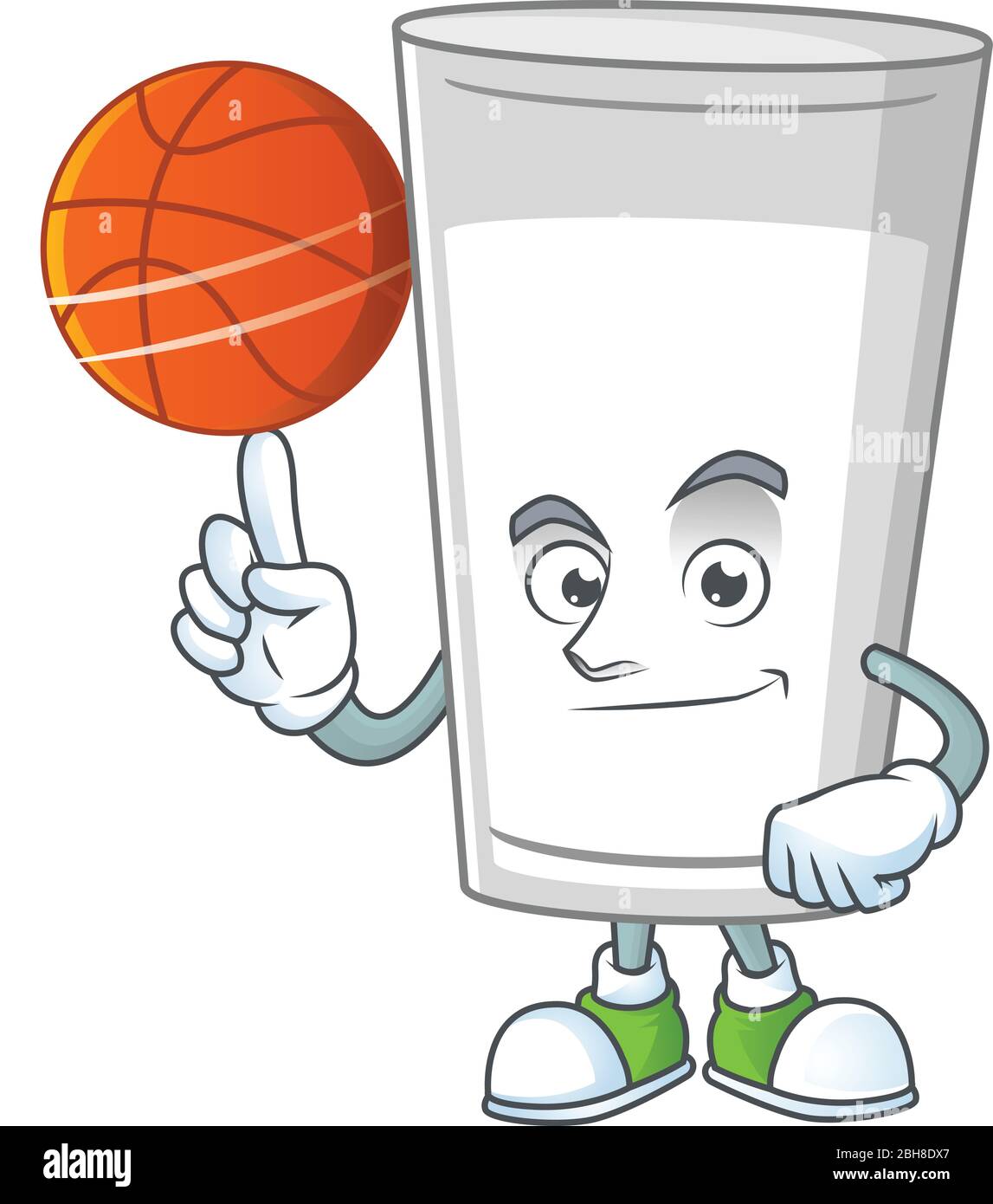 An athletic glass of milk cartoon design style playing basketball Stock ...