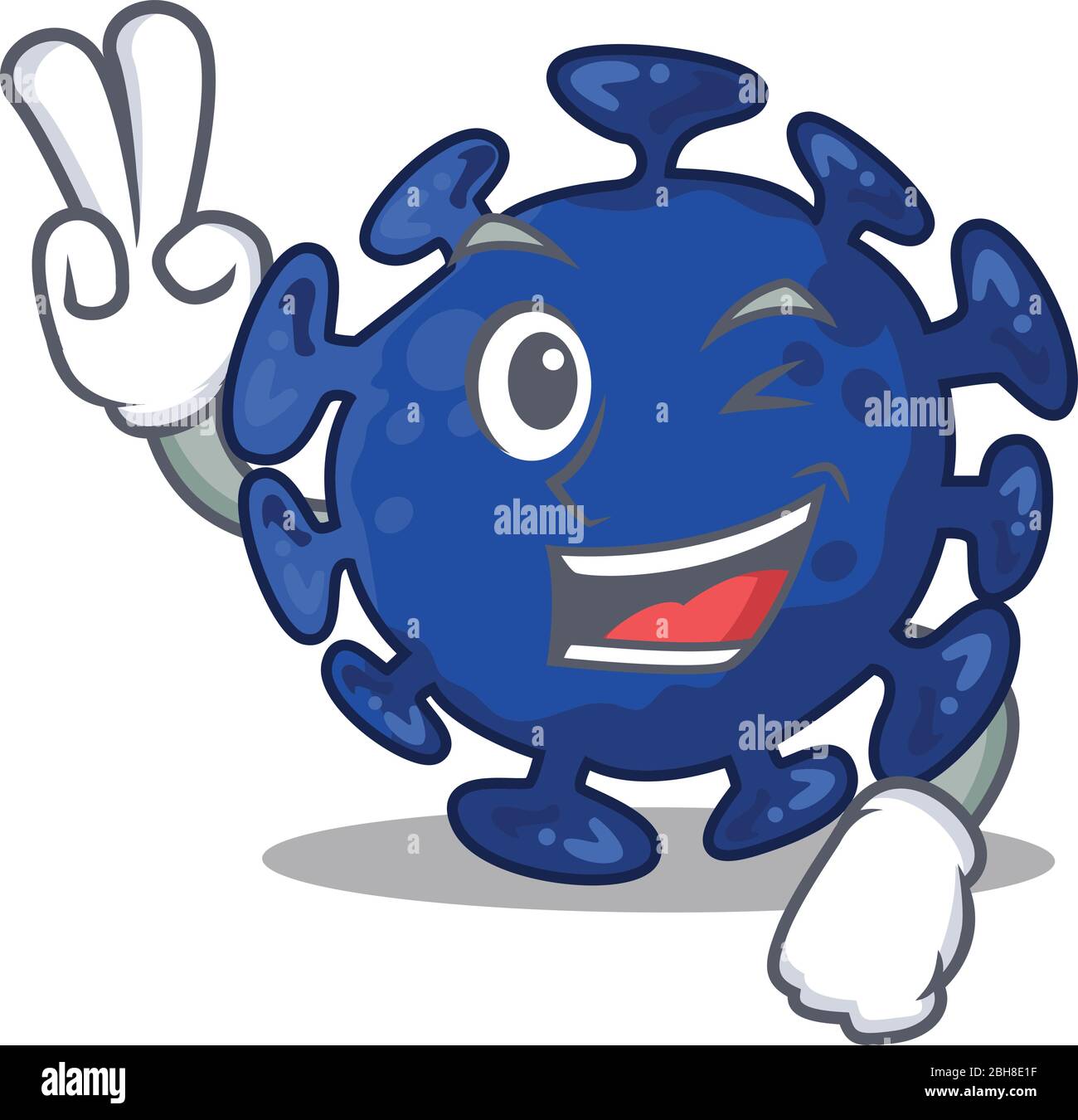 Happy streptococcus cartoon design concept with two fingers. Vector ...