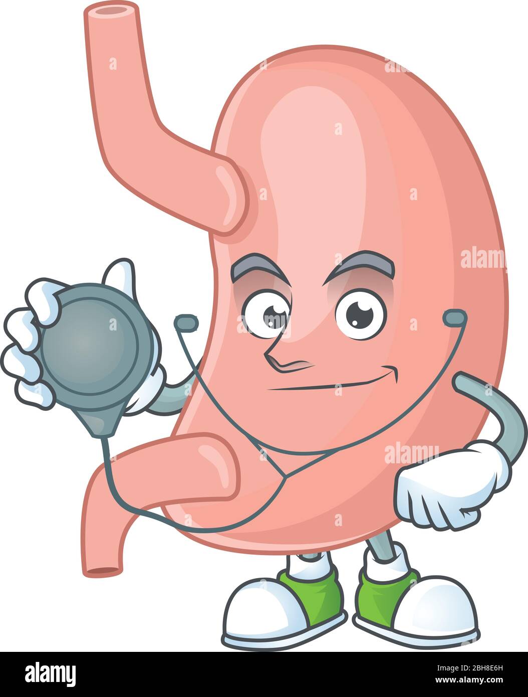 A dedicated Doctor stomach Cartoon character with stethoscope Stock ...