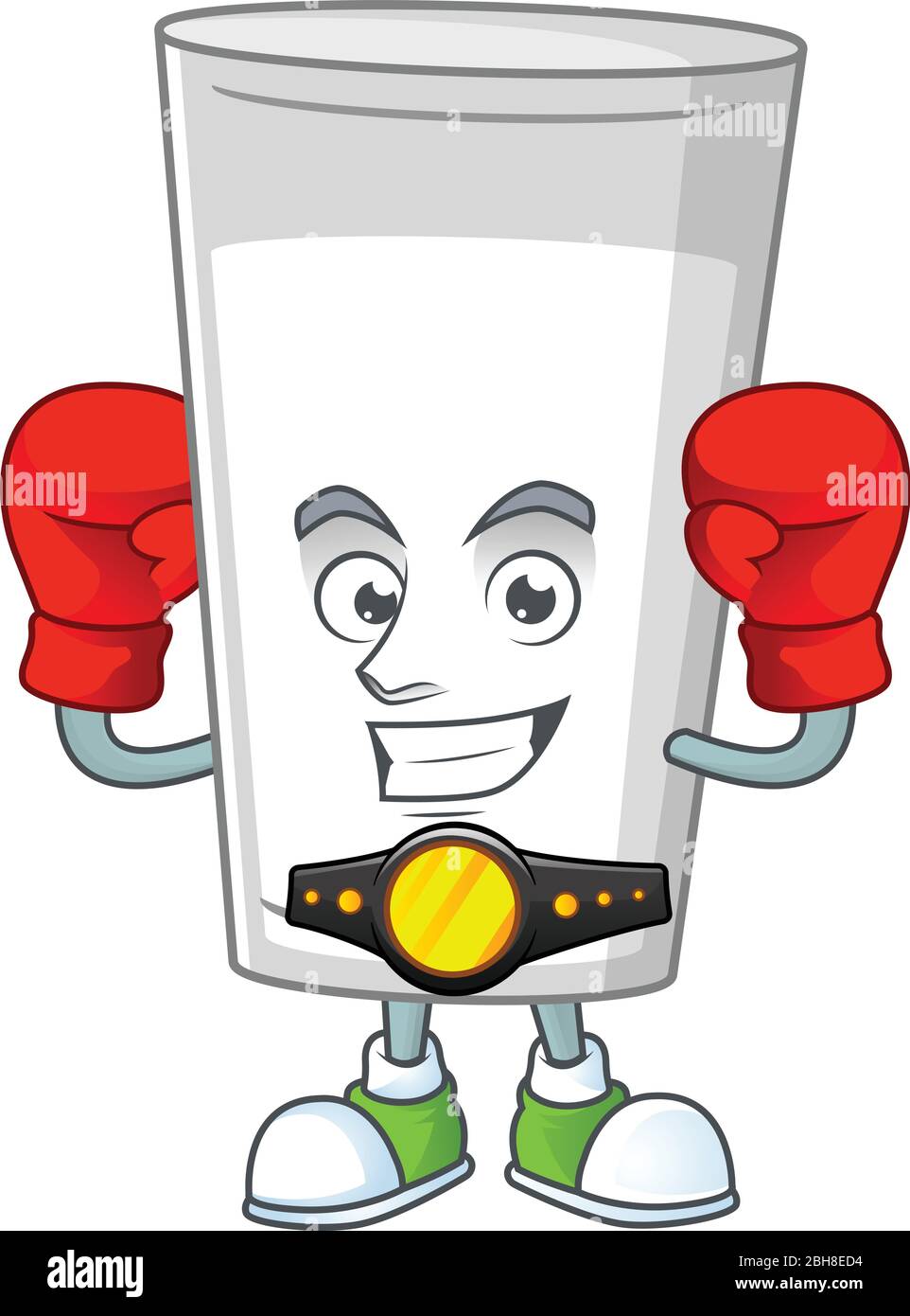 A sporty glass of milk boxing athlete cartoon mascot design style Stock ...