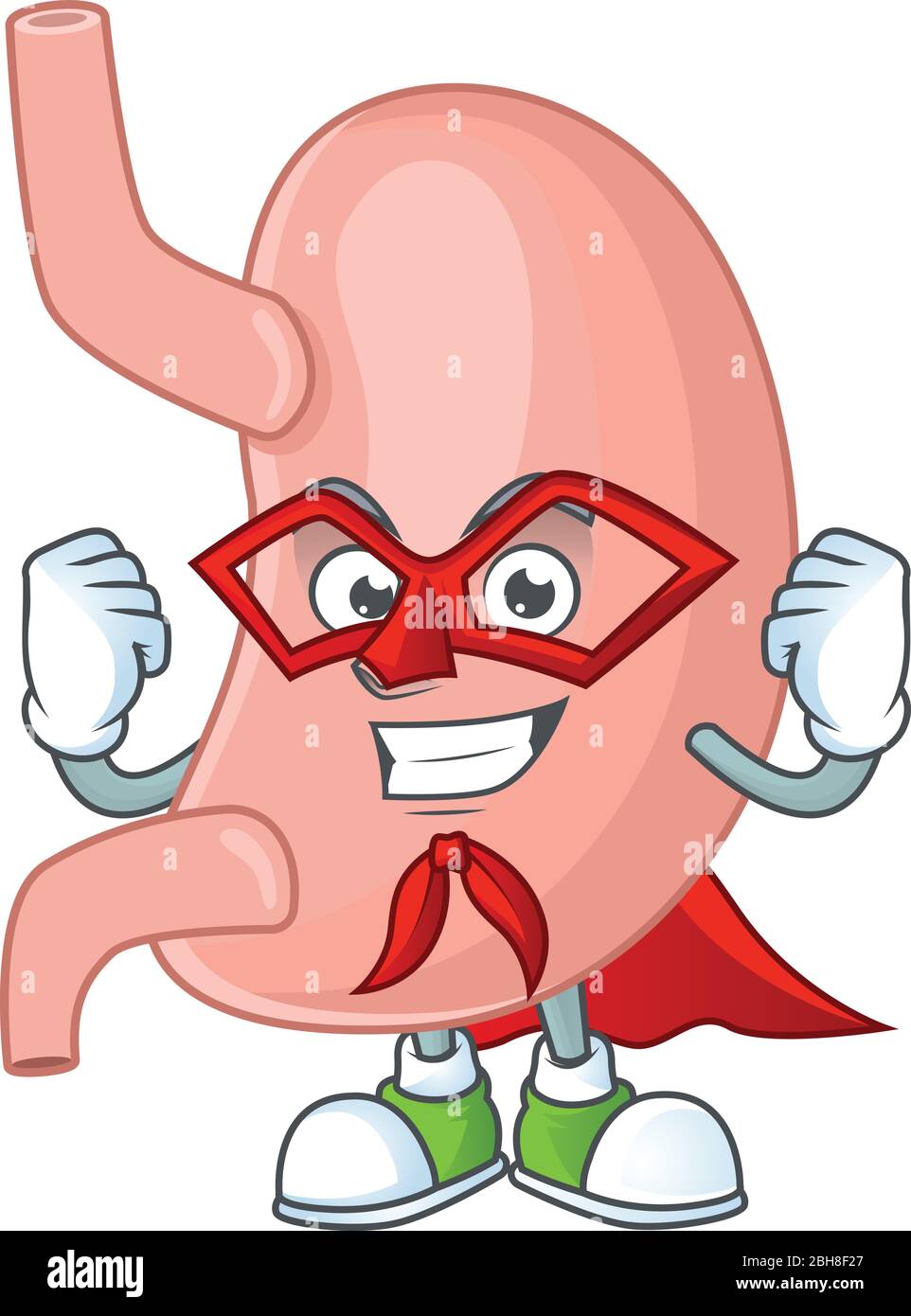 Stomach cartoon design concept dressed as Super hero Stock Vector Image ...