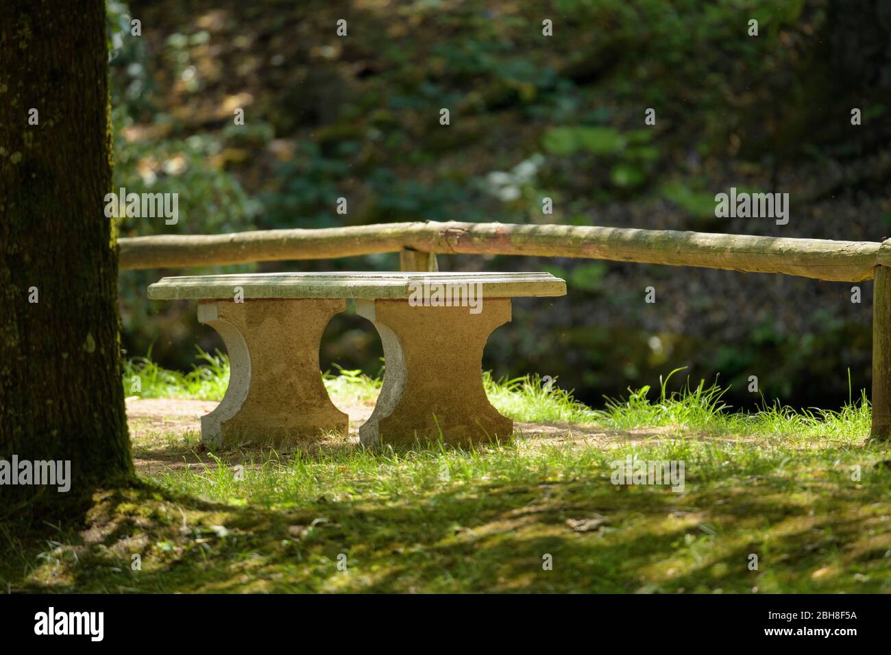 Park bench in summer, Bavaria, Germany Stock Photo - Alamy