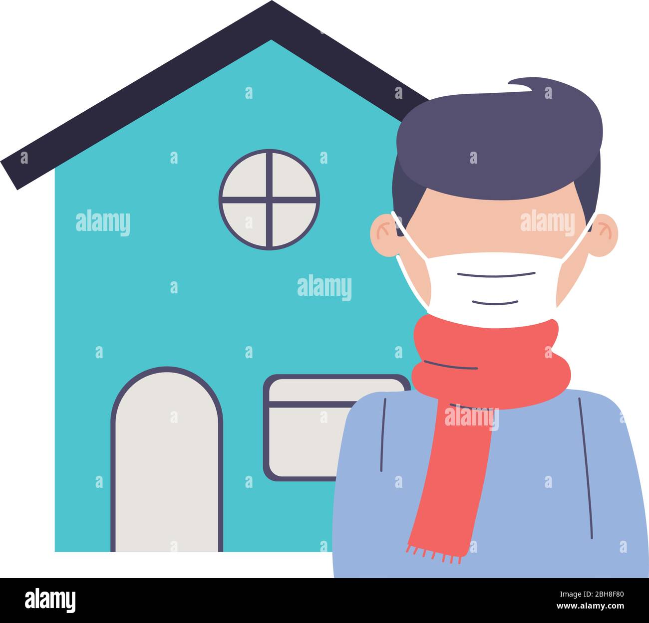 covid 19 quarantine, man with mask and scarf protection prevent in ...