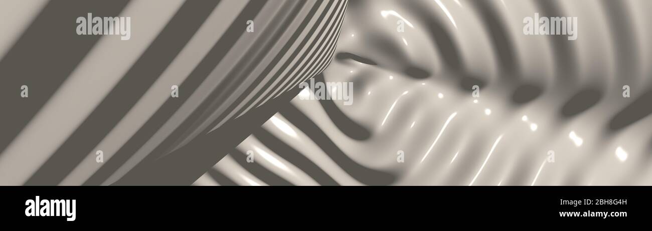 Ultra wide 3D abstract background of curved geometrical patterns of ...