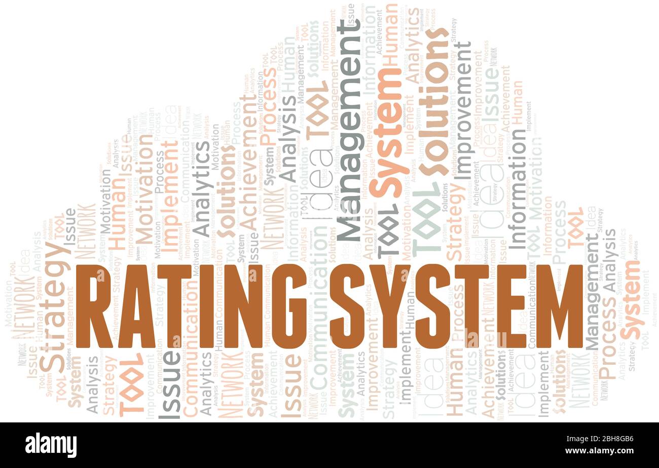 Rating System typography vector word cloud. Wordcloud collage made with ...