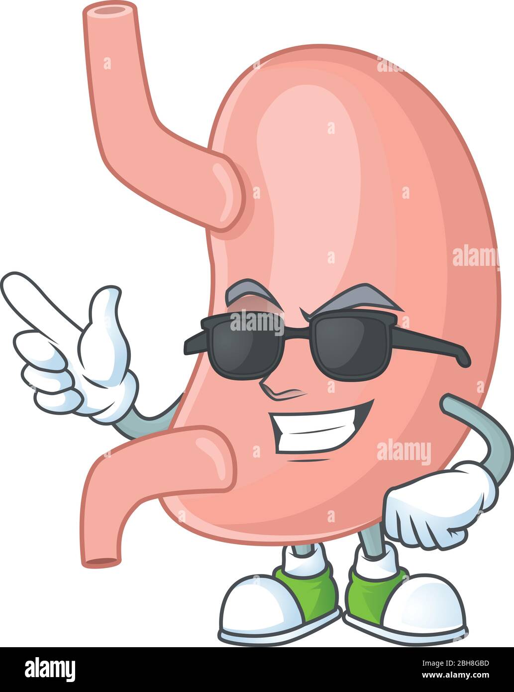 Super cute stomach cartoon character wearing black glasses Stock Vector ...