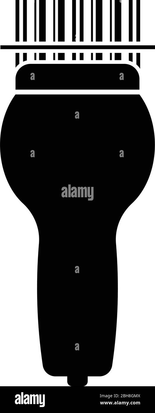 Scanning barcode with hand scanner icon black color vector illustration ...