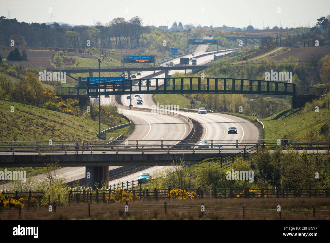 Bridge In Distance Crossing Over Motorway High Resolution Stock ...