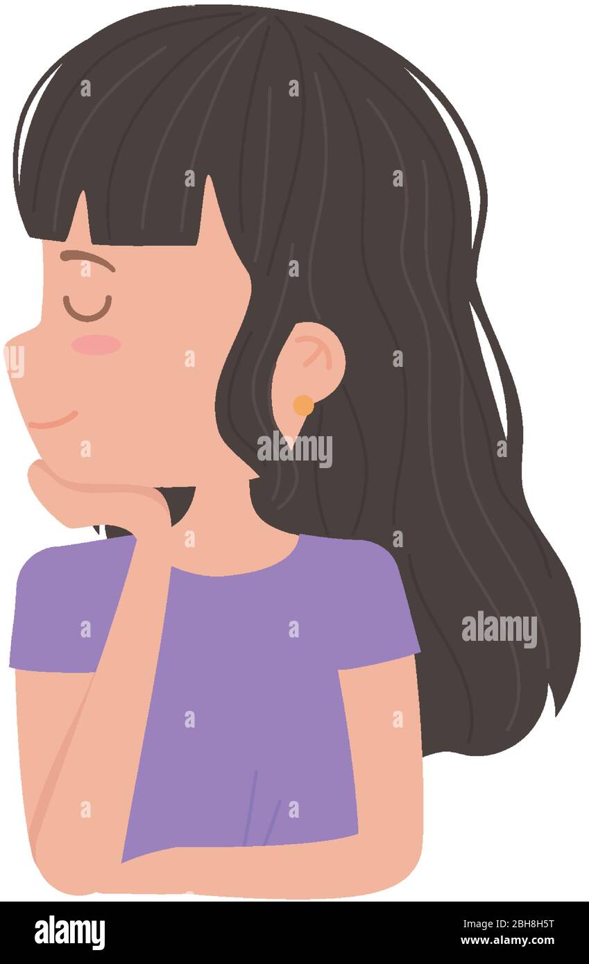 young woman looking sideway isolated icon white background vector ...
