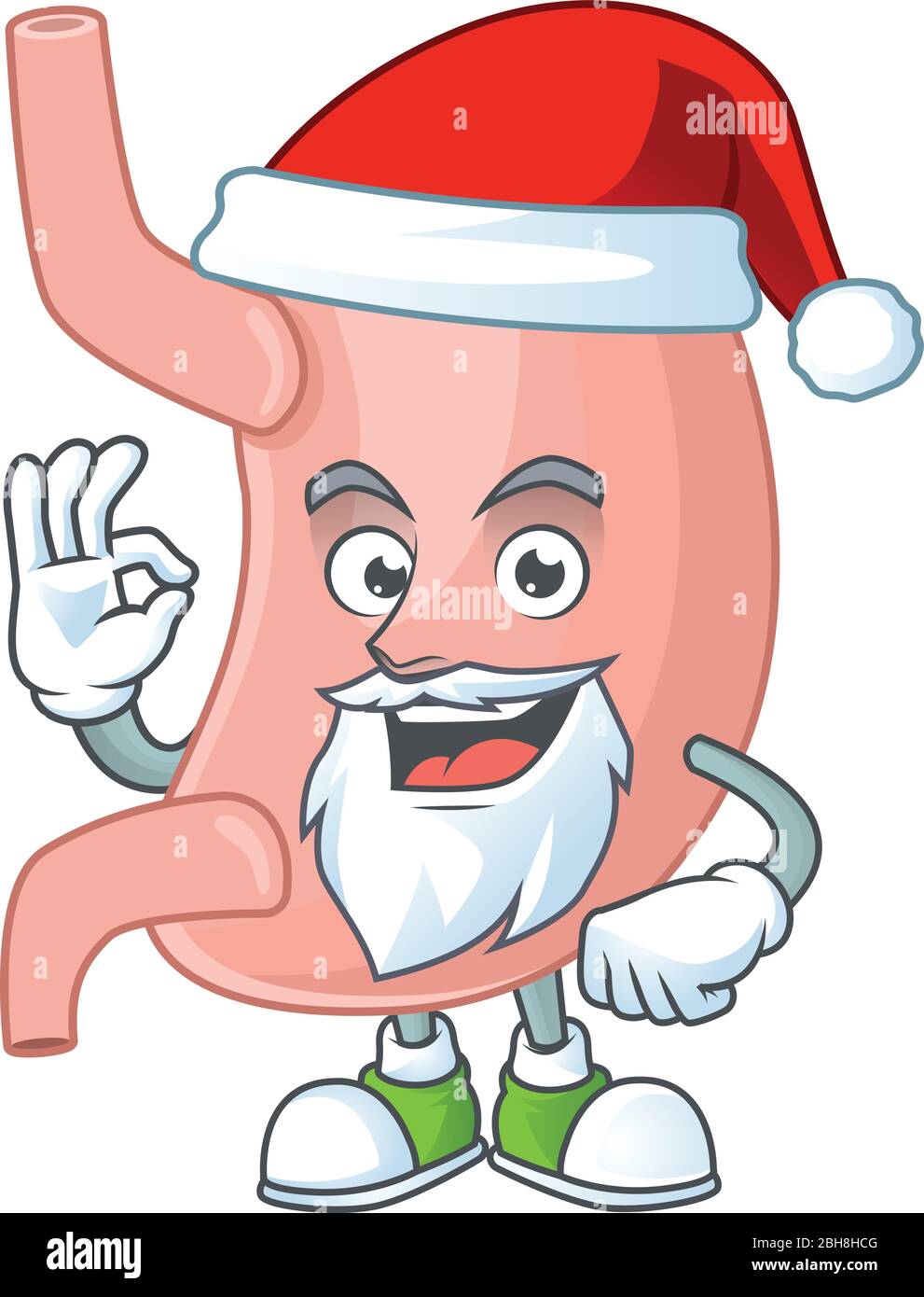 Friendly stomach Santa cartoon character design with ok finger Stock ...