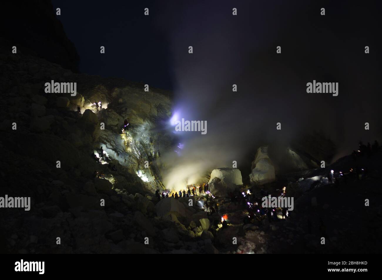 Blue Fire, the phenomenon of blue fire in the crater of Ijen, East Java ...