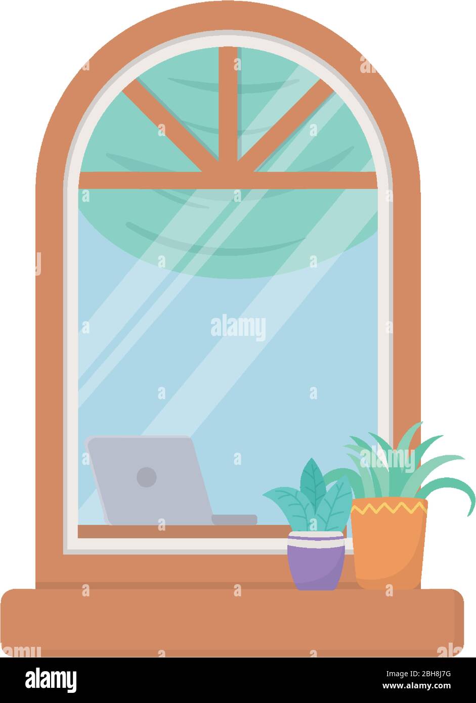 window facade exterior building isolated icon white background vector ...