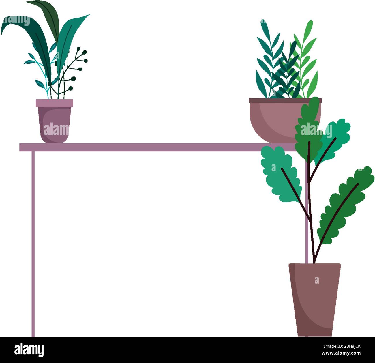 potted plants in table interior decoration isolated icon on white ...