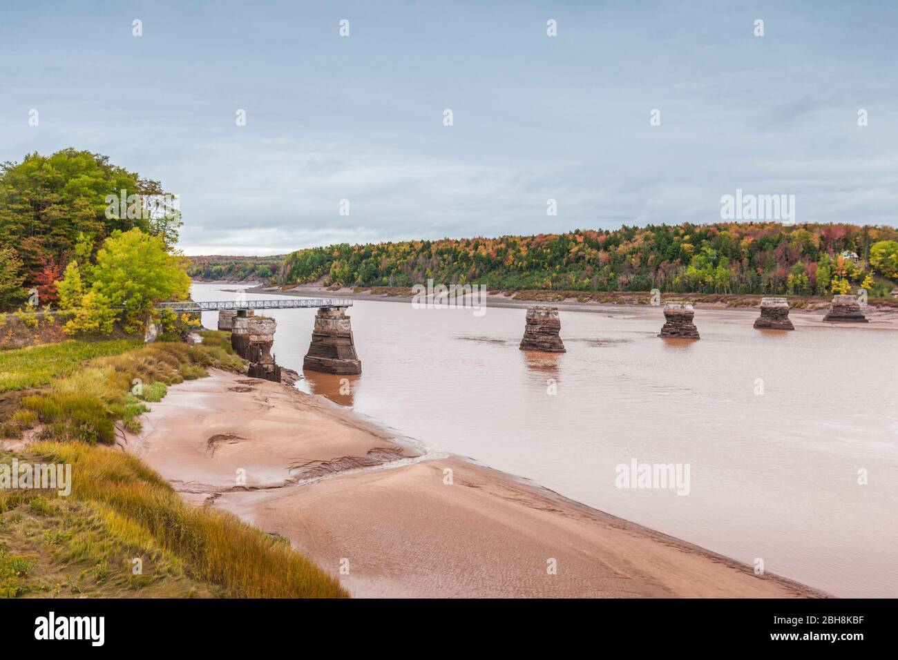 Canada, Nova Scotia, Green Oaks, Fundy Tidal Interpretive Area, elevated view of huge Bay of ...