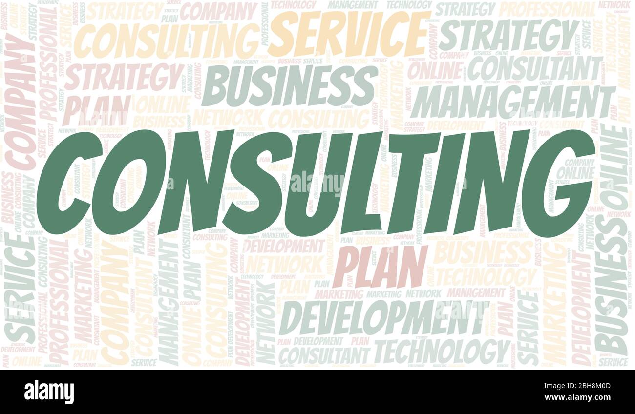 Consulting typography vector word cloud. Wordcloud collage made with ...
