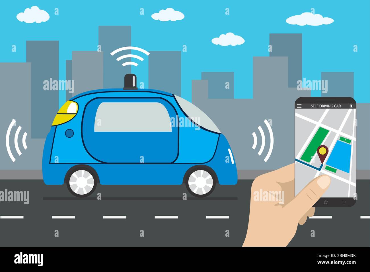 autonomous car and internet of things iot concept self-driving car ...