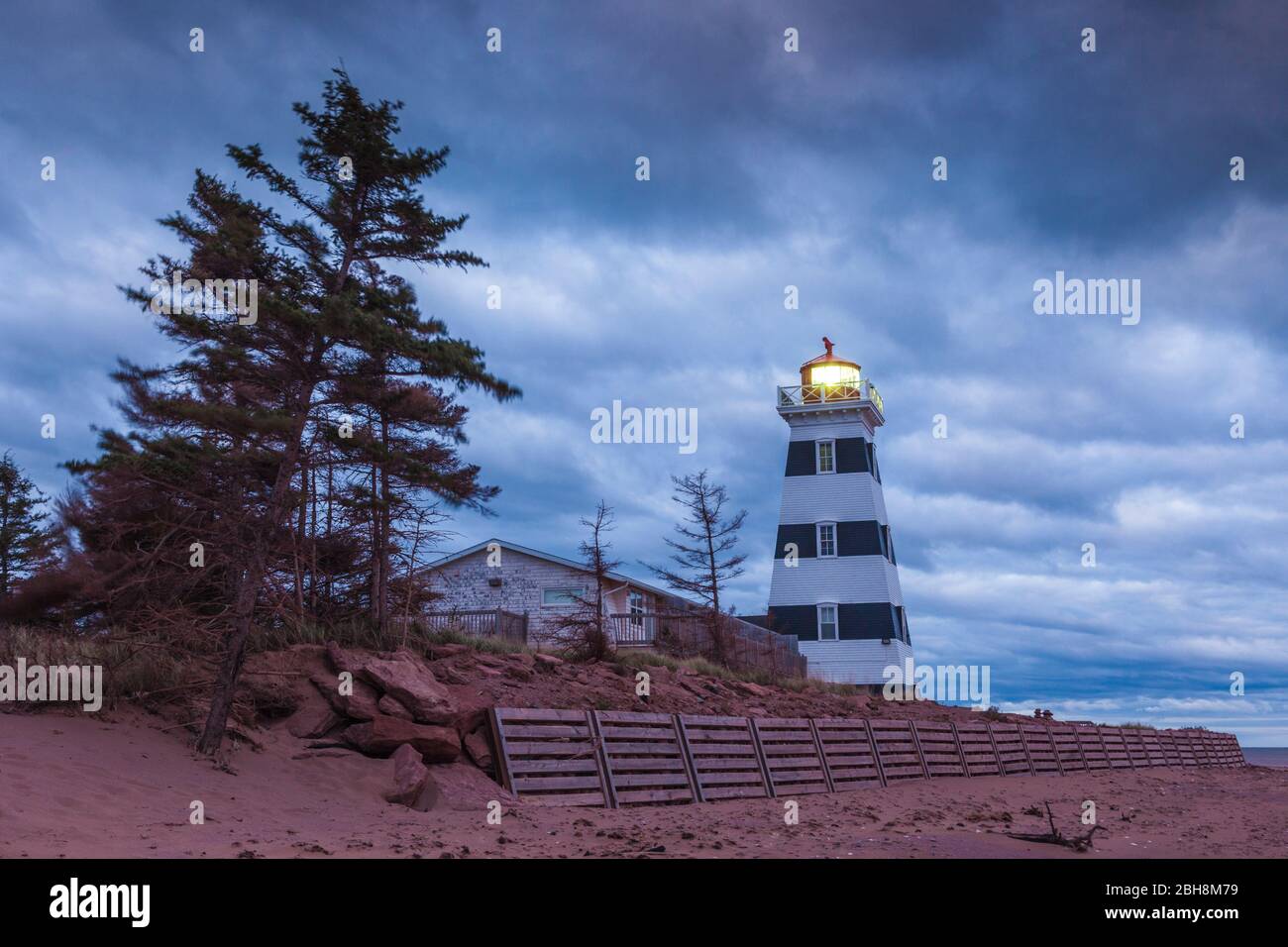 Canada, Prince Edward Island, West Point, West Point Lighthouse, dusk ...