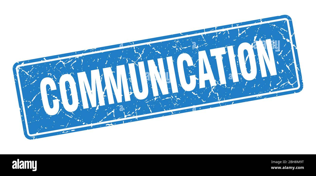 communication stamp. communication vintage blue label. Sign Stock ...