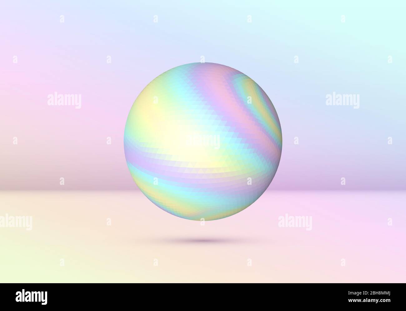 Vibrant colored vaporwave styled abstract ball shape with holographic ...