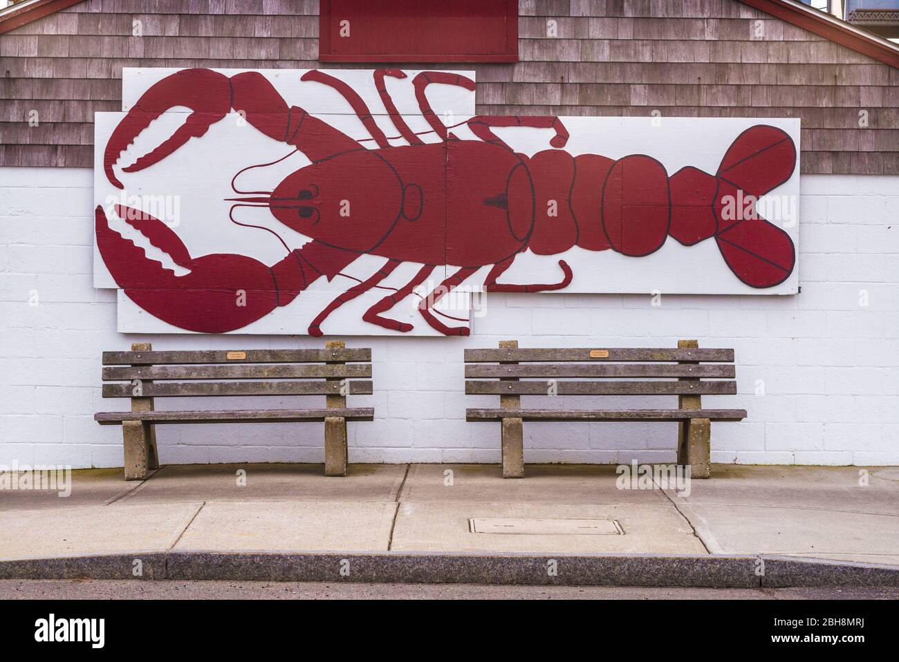 USA, New England, Massachusetts, Cape Ann, Essex, antique lobster sign ...
