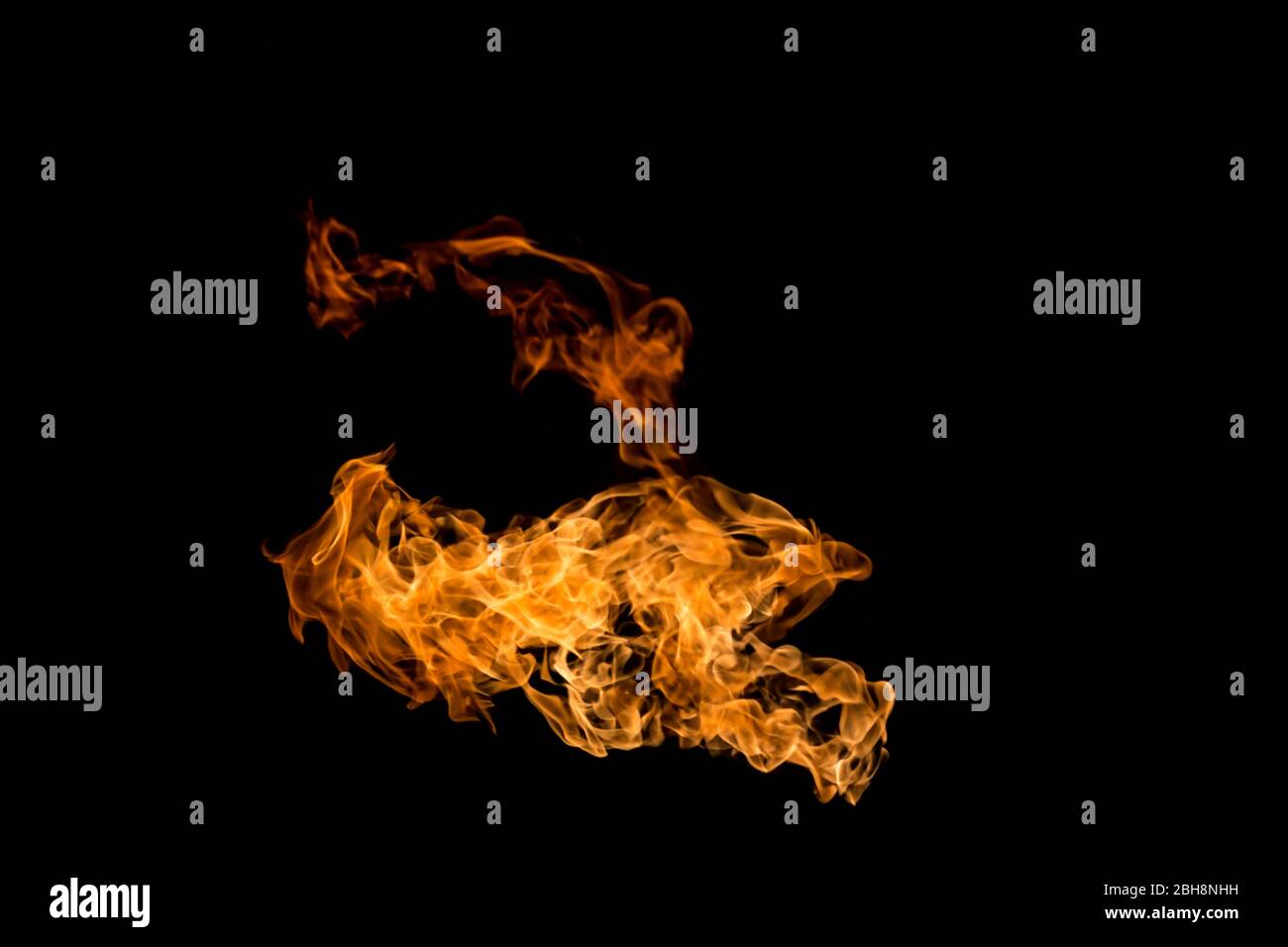 Fire patterns. Flames on a black background. Fiery patterns. Burning ...