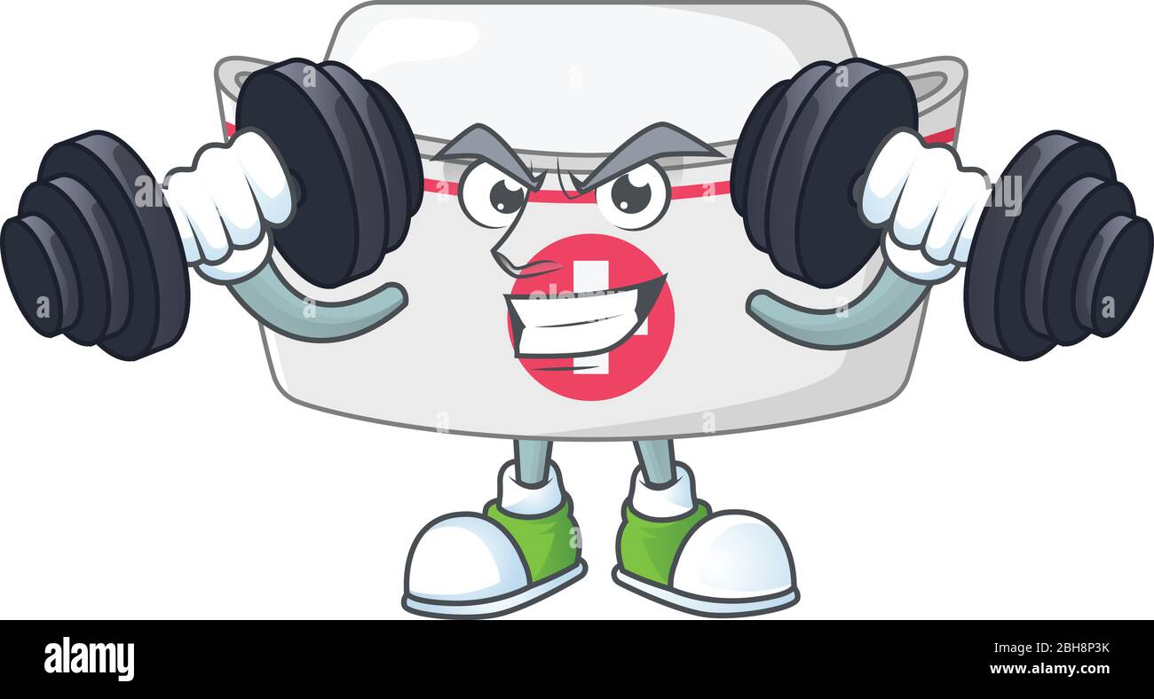 Fitness exercise nurse hat cartoon character using barbells Stock ...