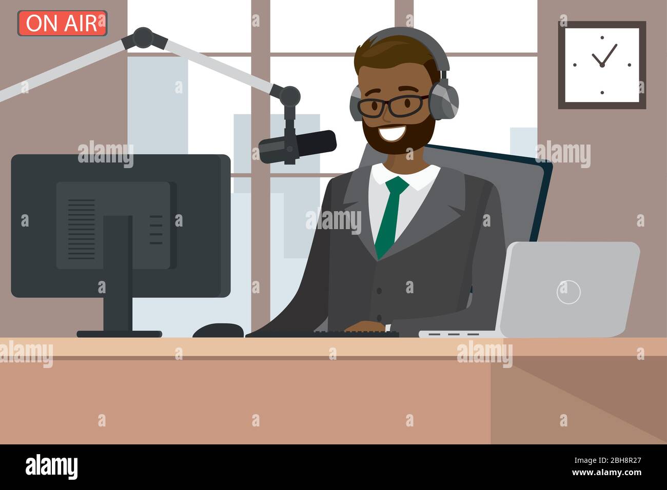 In a broadcasting studio Stock Vector Images - Alamy