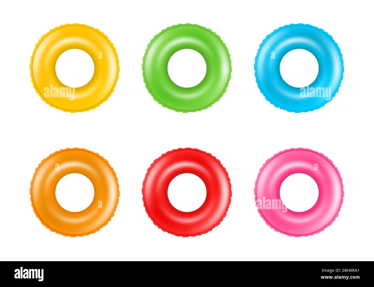 Set of colorful swimming rings. Collection of inflatable rubber rings ...