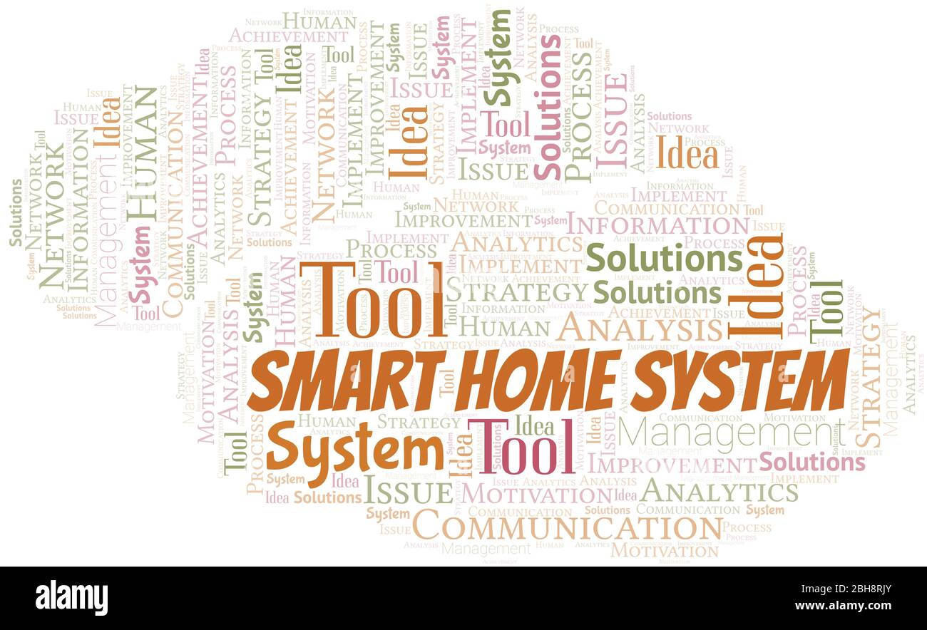 Smart Home System typography vector word cloud. Wordcloud collage made ...