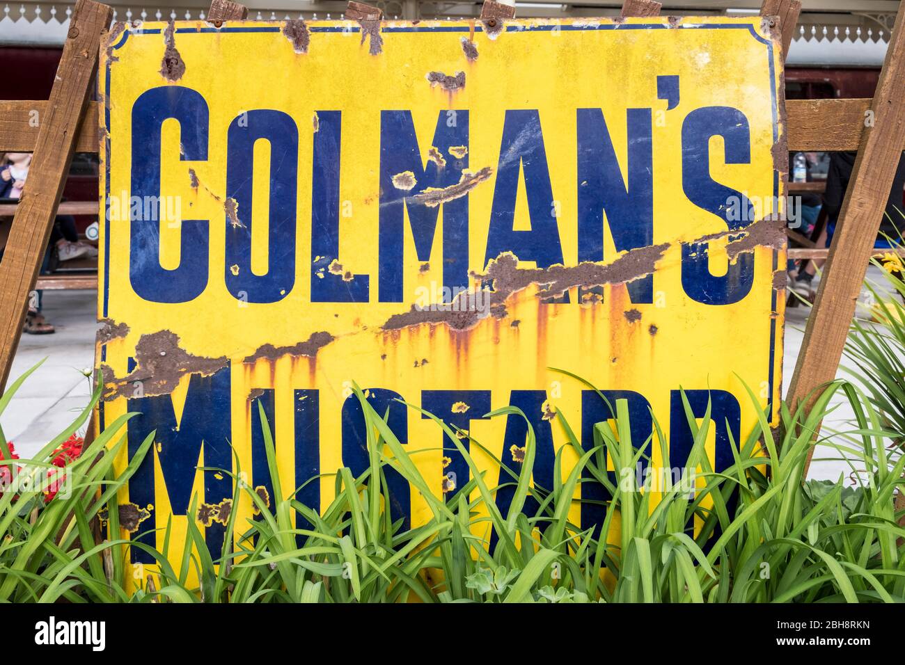 Colmans Mustard rusty old metal sign Stock Photo - Alamy
