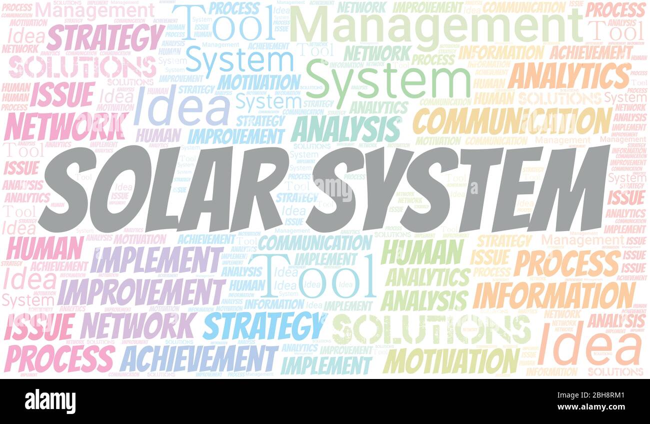 Solar System typography vector word cloud. Wordcloud collage made with ...
