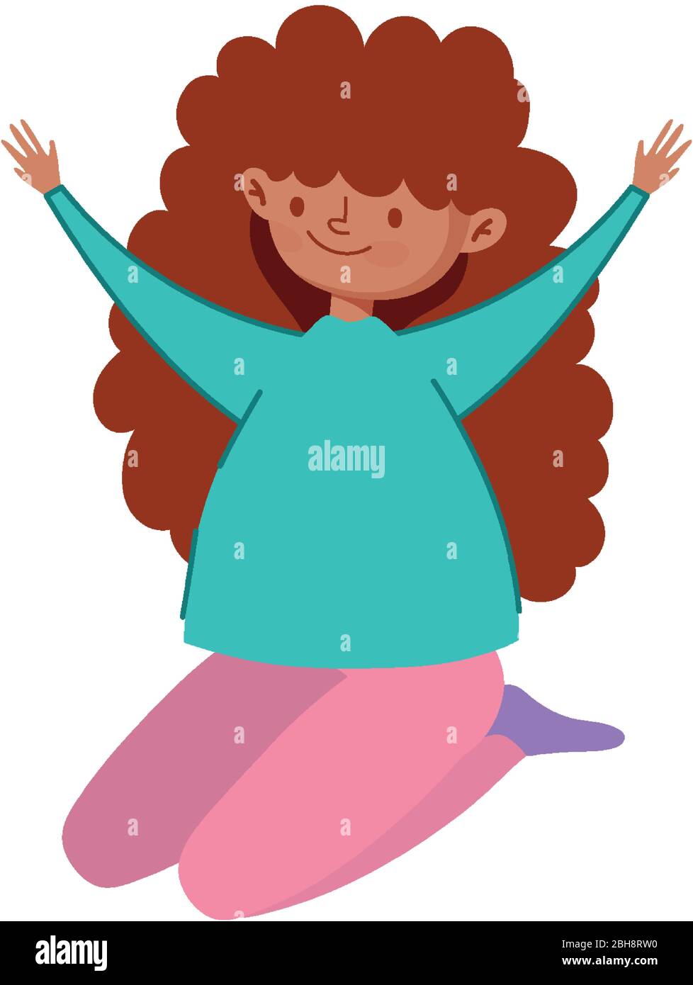 cute girl on the knees character cartoon isolated icon on white ...