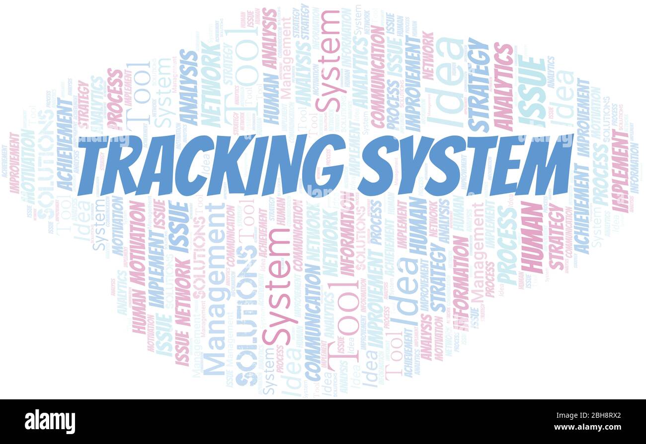 Tracking System typography vector word cloud. Wordcloud collage made ...