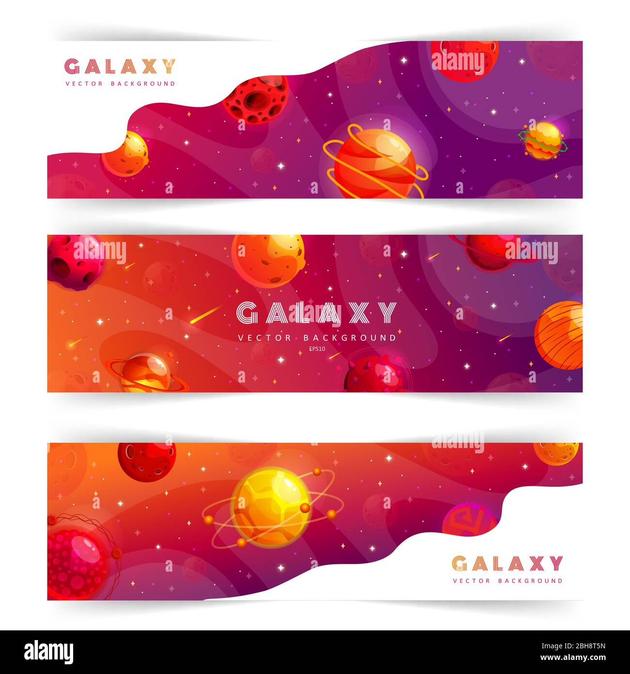 Set of web banners templates with abstract shape and stars. Cosmos ...