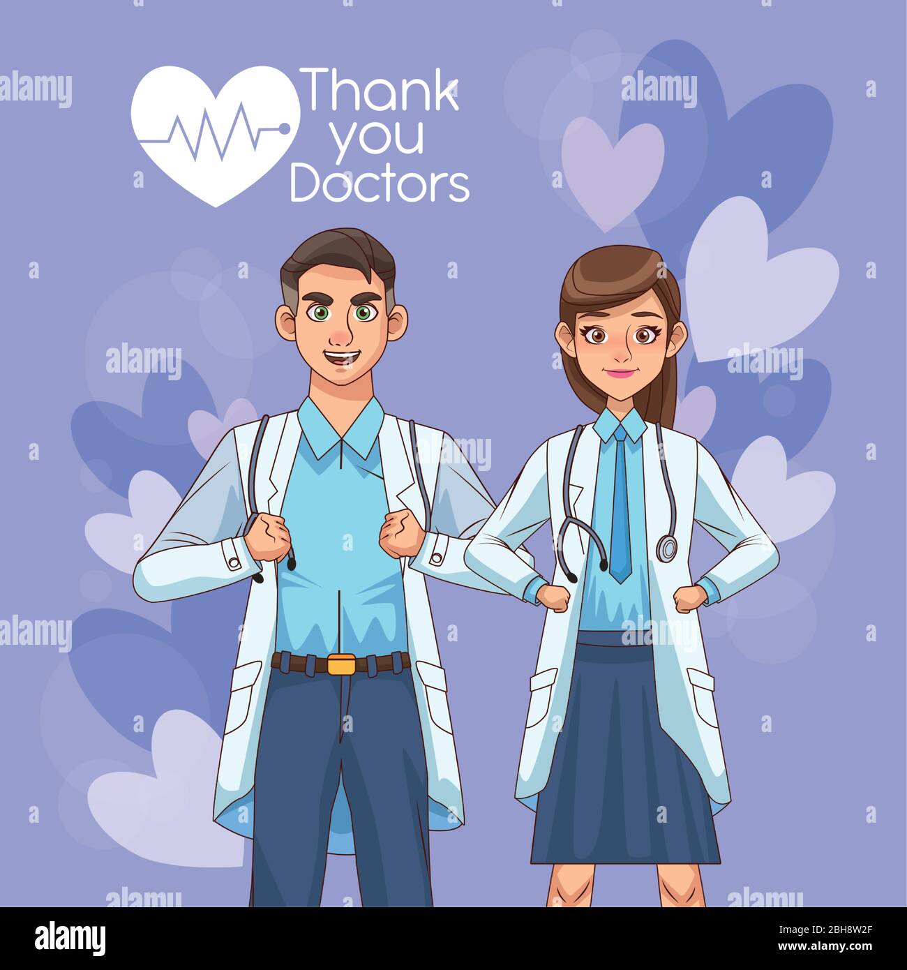 professionals doctors couple avatars characters Stock Vector Image ...