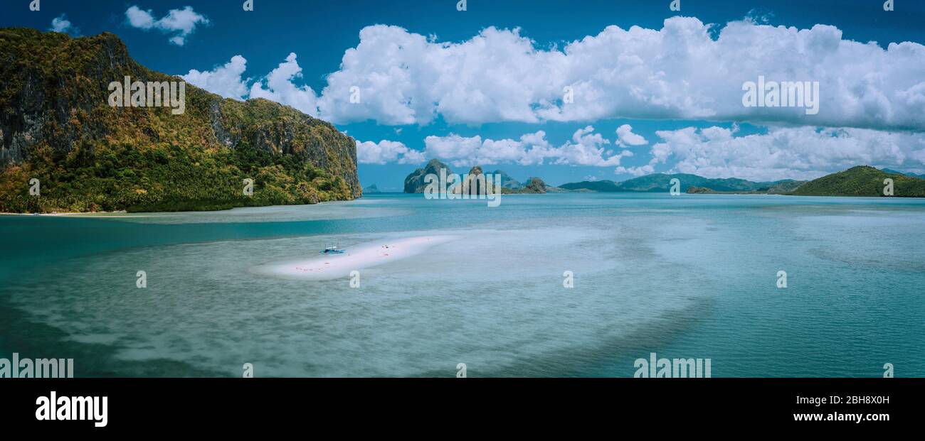 Palawan, Philippines. Aerial panoramic scenic picture of sandbar with ...