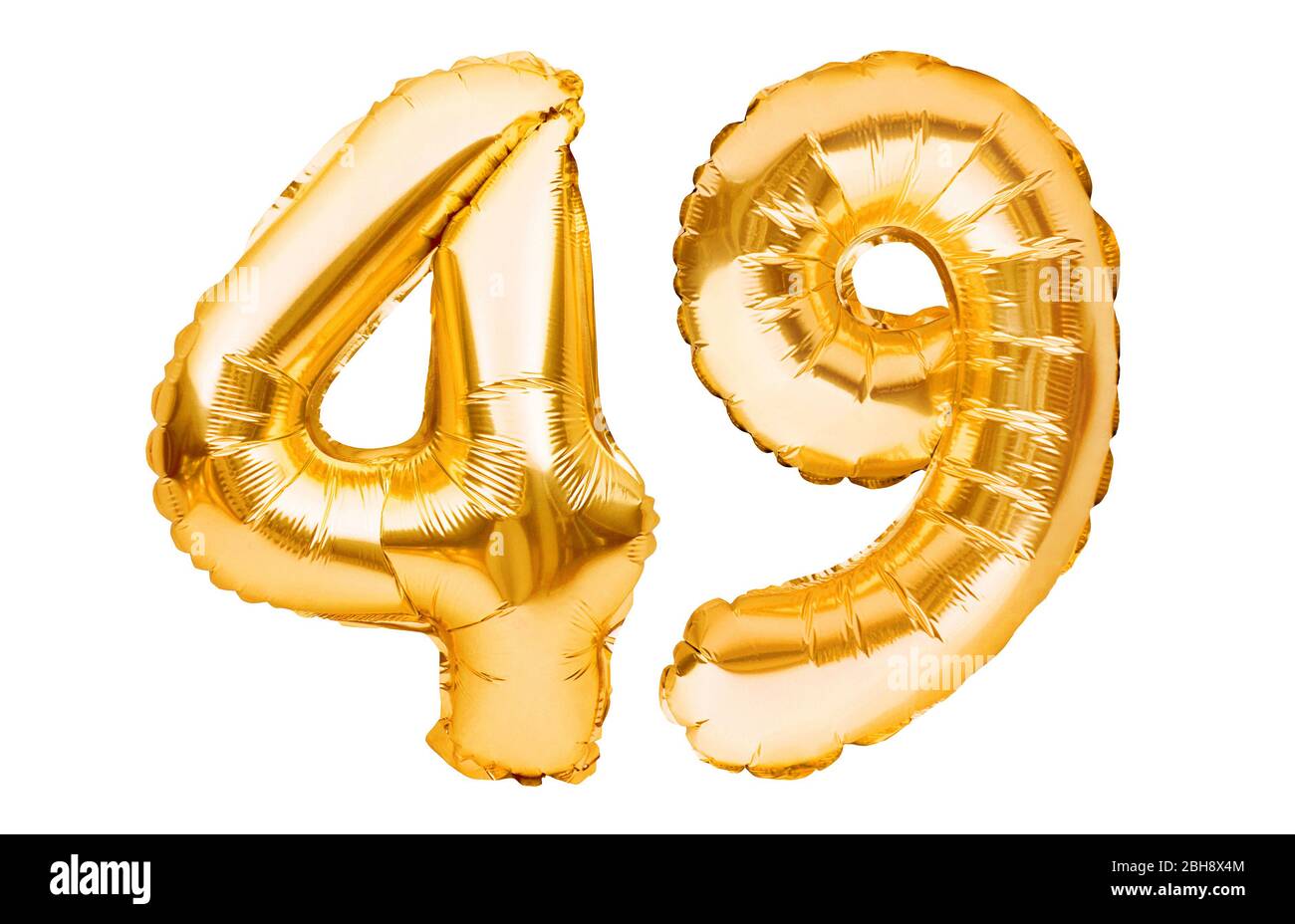 Number 49 forty nine made of golden inflatable balloons isolated on ...