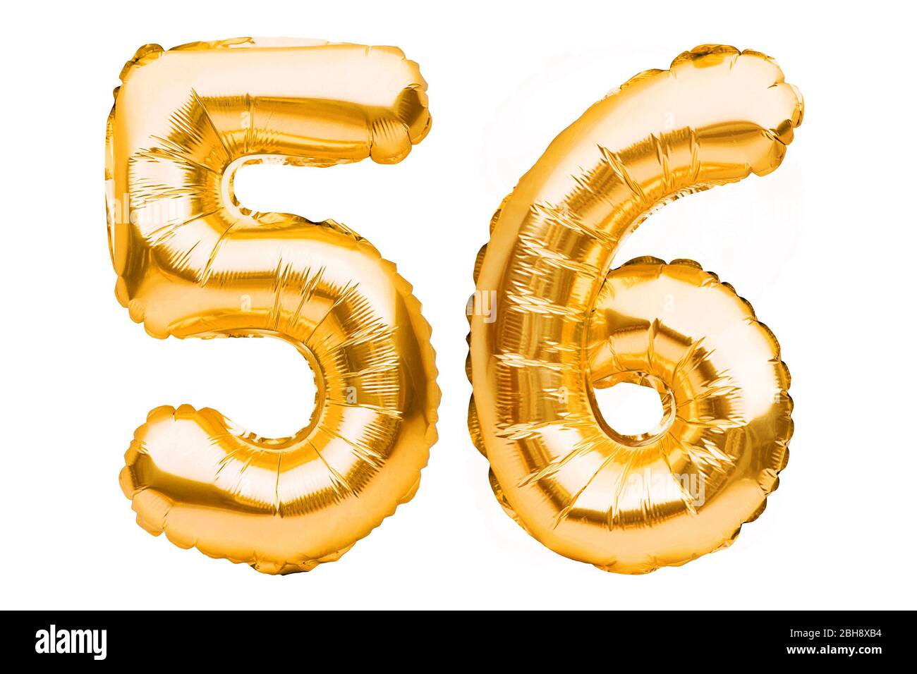 Number 56 fifty six made of golden inflatable balloons isolated on ...
