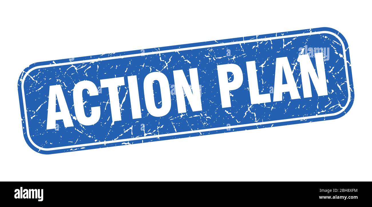 action plan stamp. action plan square grungy blue sign Stock Vector ...