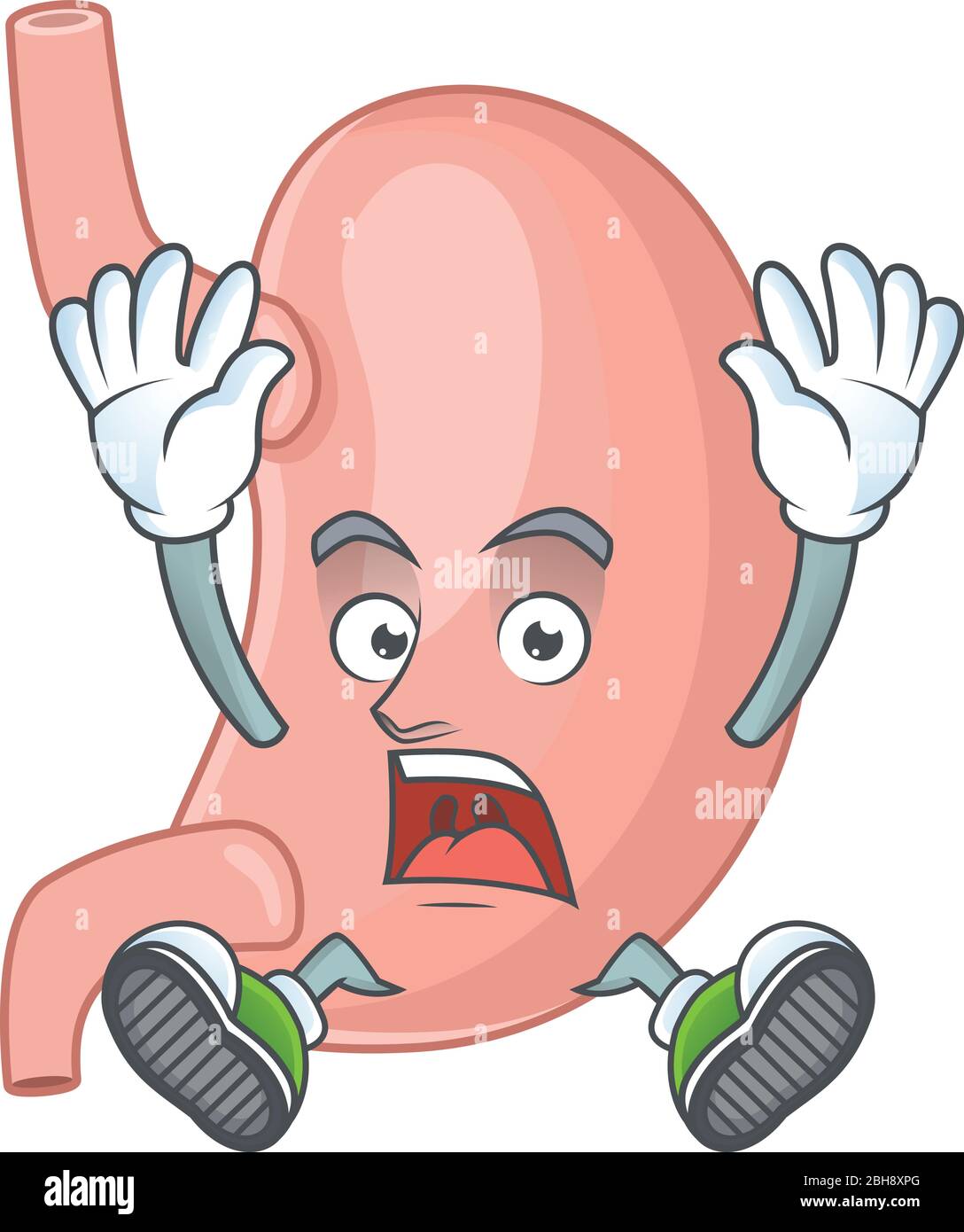 Stomach cartoon character design showing shocking gesture Stock Vector ...