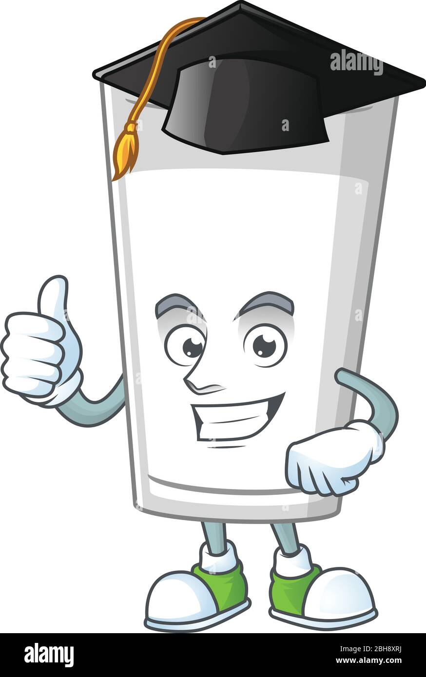 Mascot design concept of glass of milk proudly wearing a black ...