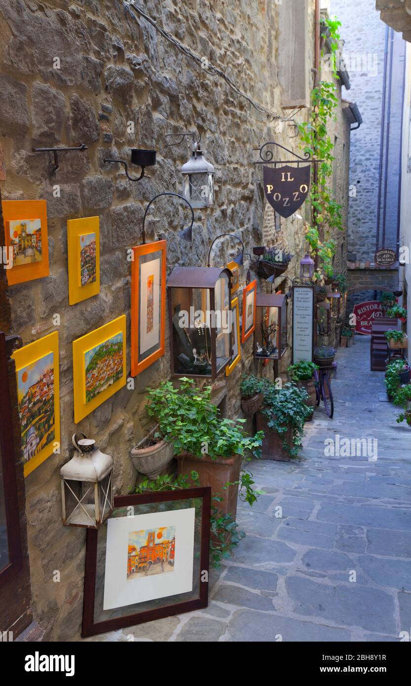 artistic exhibition with paintings in Cortona Tuscany Stock Photo - Alamy